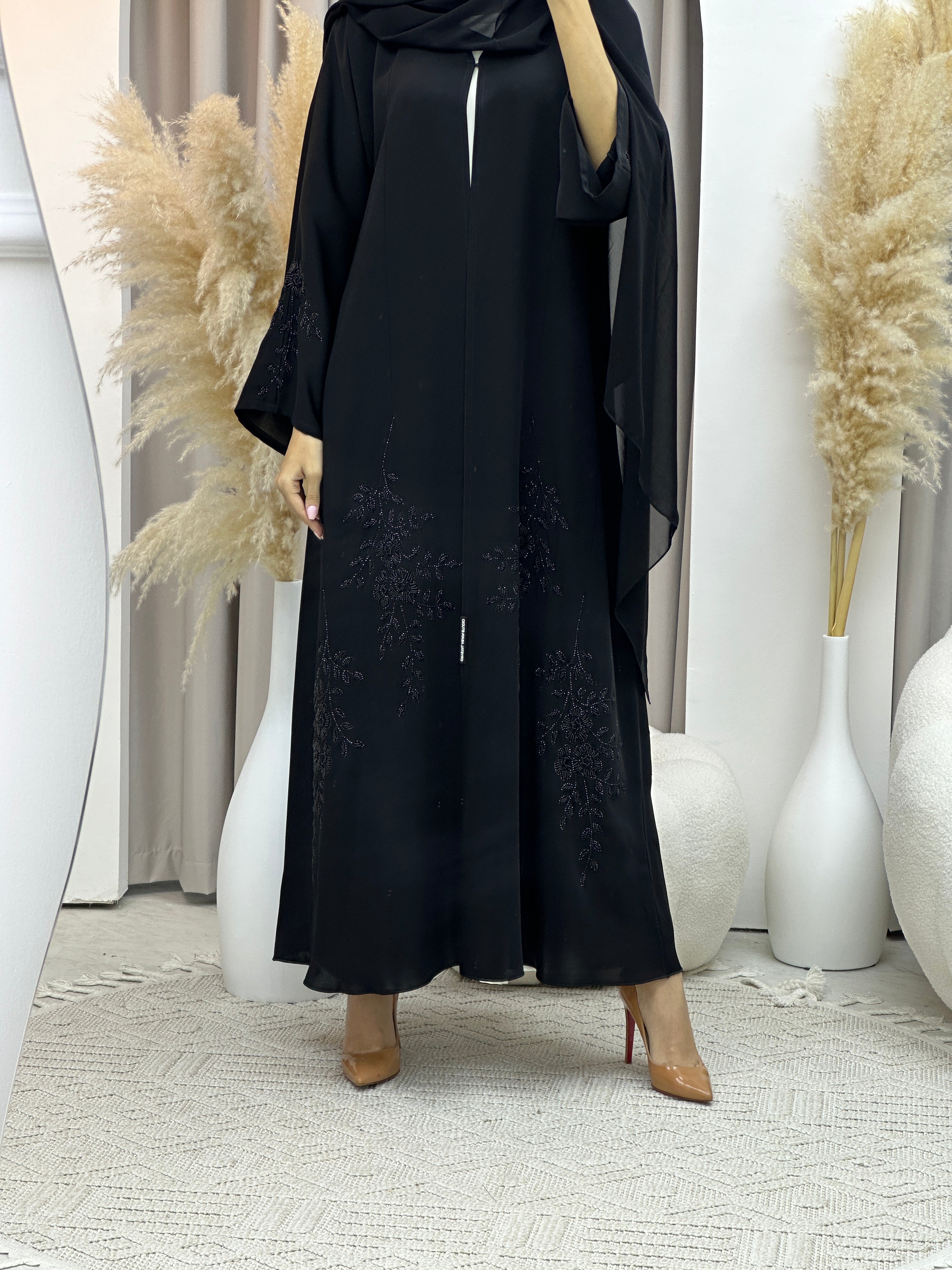 C Ramadan Black Eid Abaya 62 – Crystal Abaya Studio