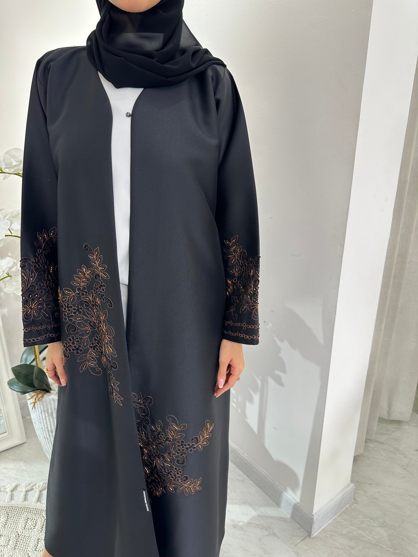 C Black Summer Work Abaya 30 – Crystal Abaya Studio