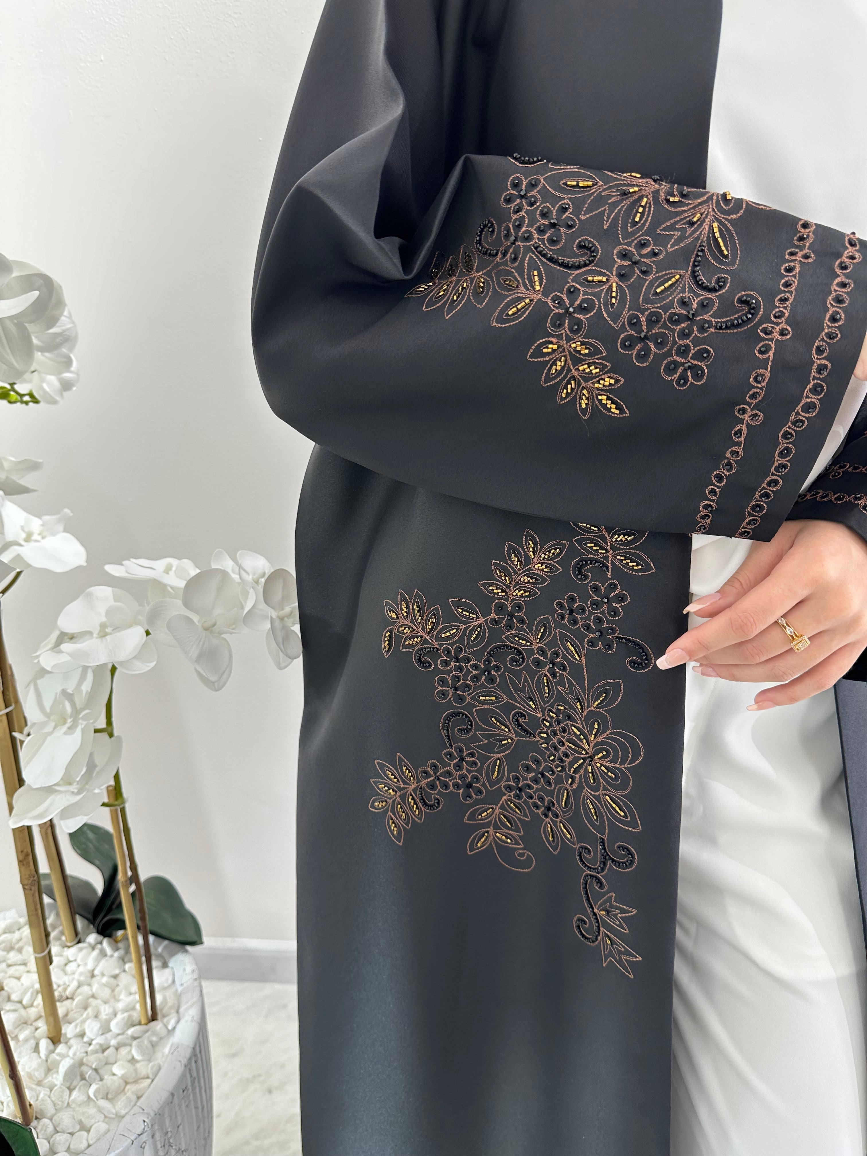 C Black Summer Work Abaya 30 – Crystal Abaya Studio
