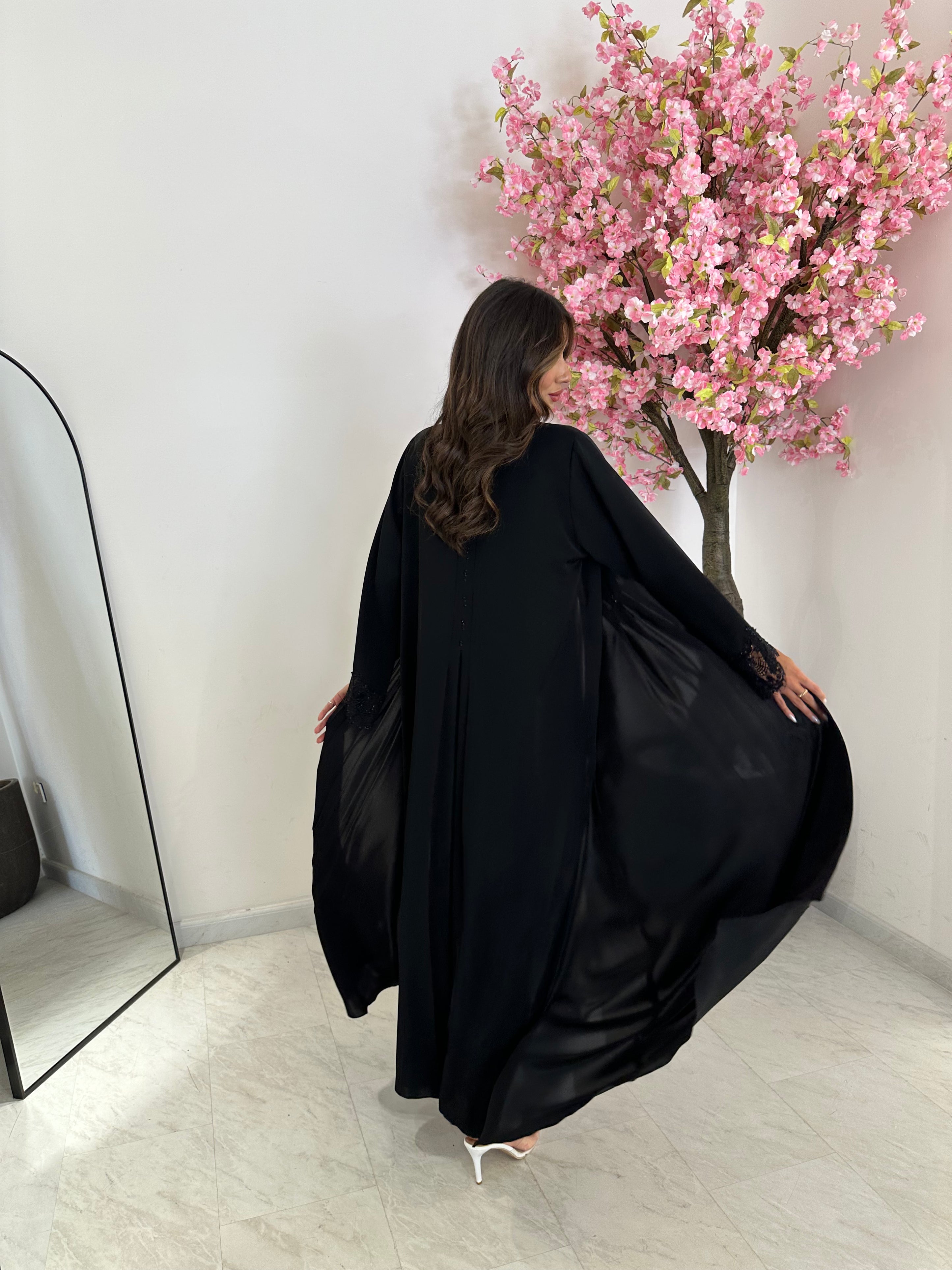 C Linen Grey Winter Coat Abaya – Crystal Abaya Studio