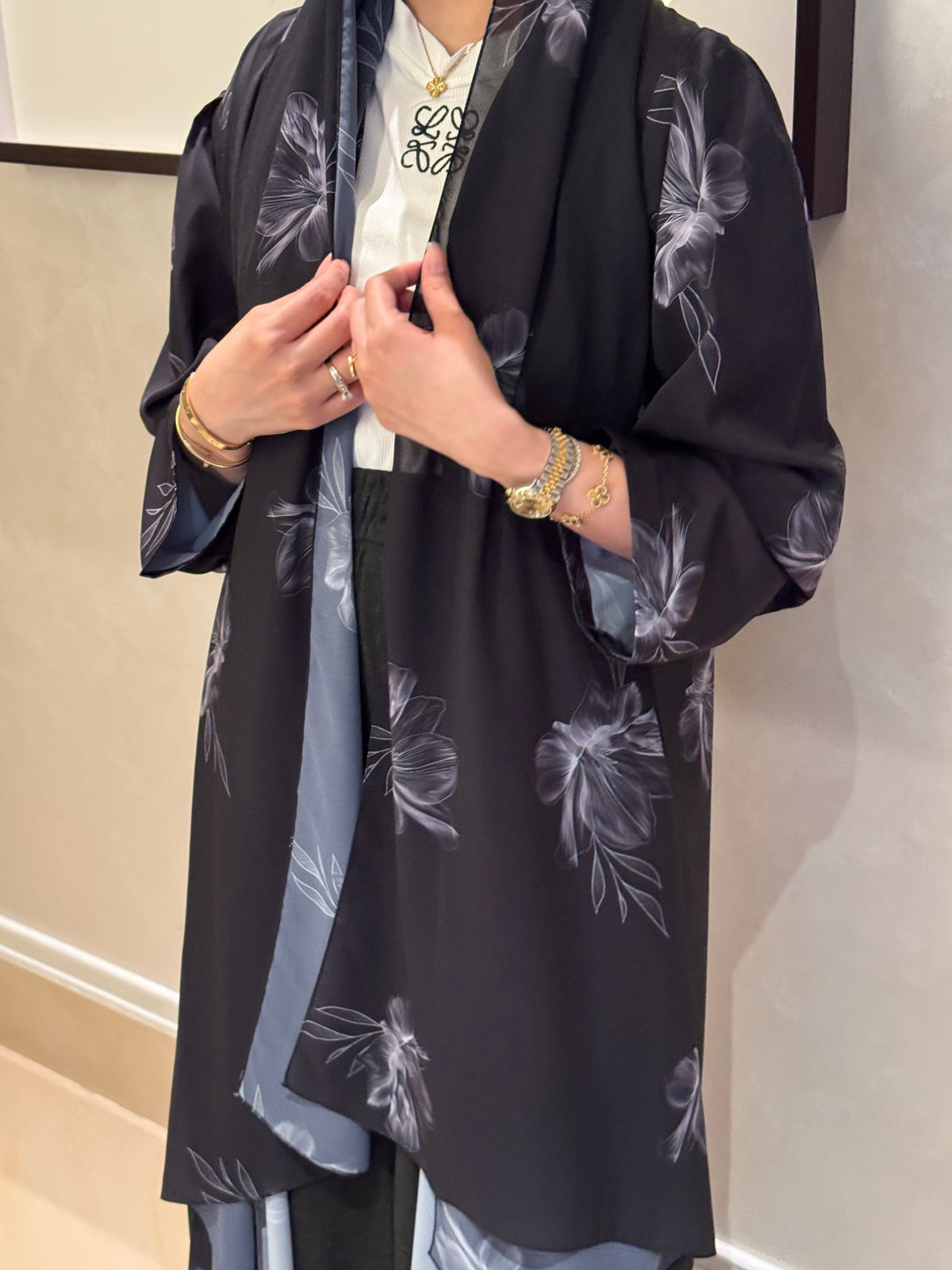C 0919 Floral Printed Abaya | CAS Abaya Dubai Designer