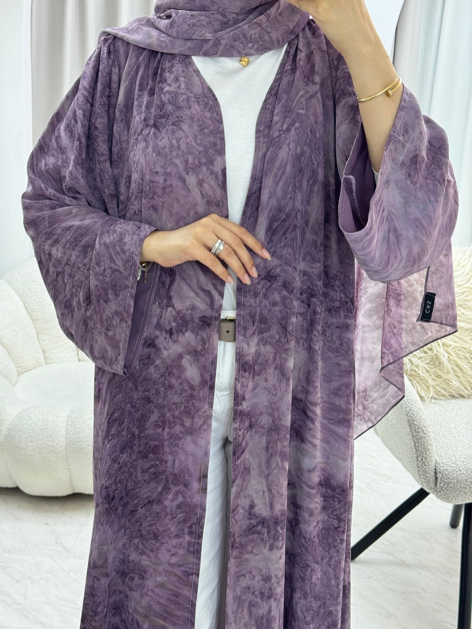 Buy C 1279-01 Amethyst Tie Abaya | Modern | CAS Abaya