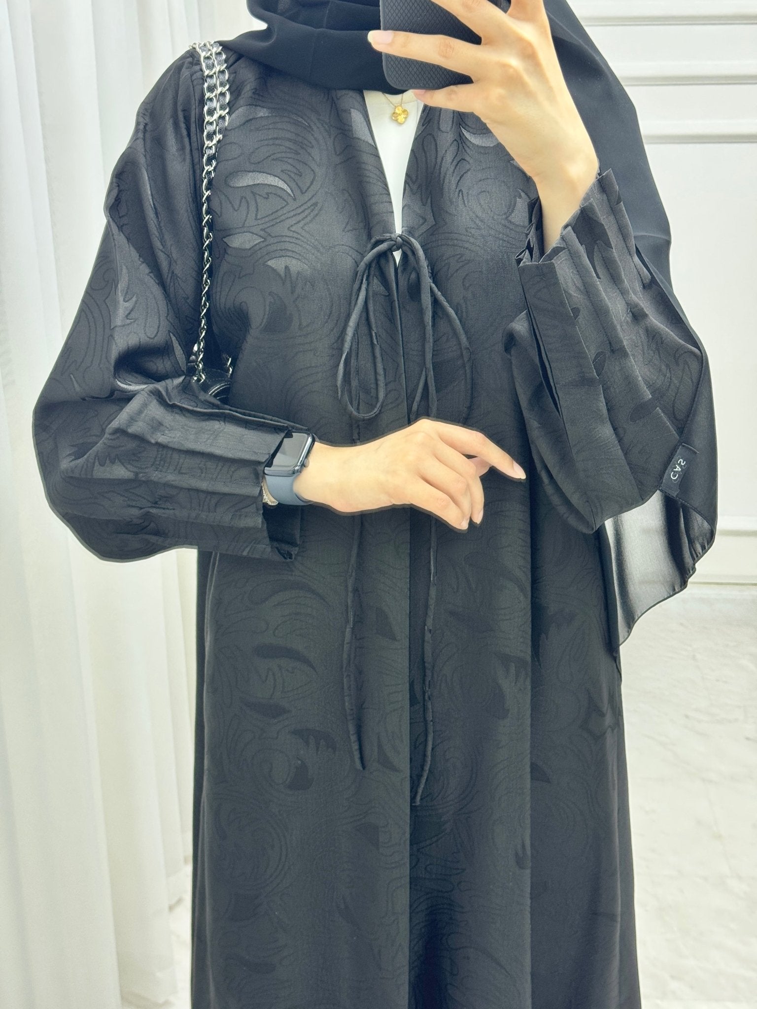 C 1523 Black work Abaya | Modern abaya Dubai – CAS Abaya