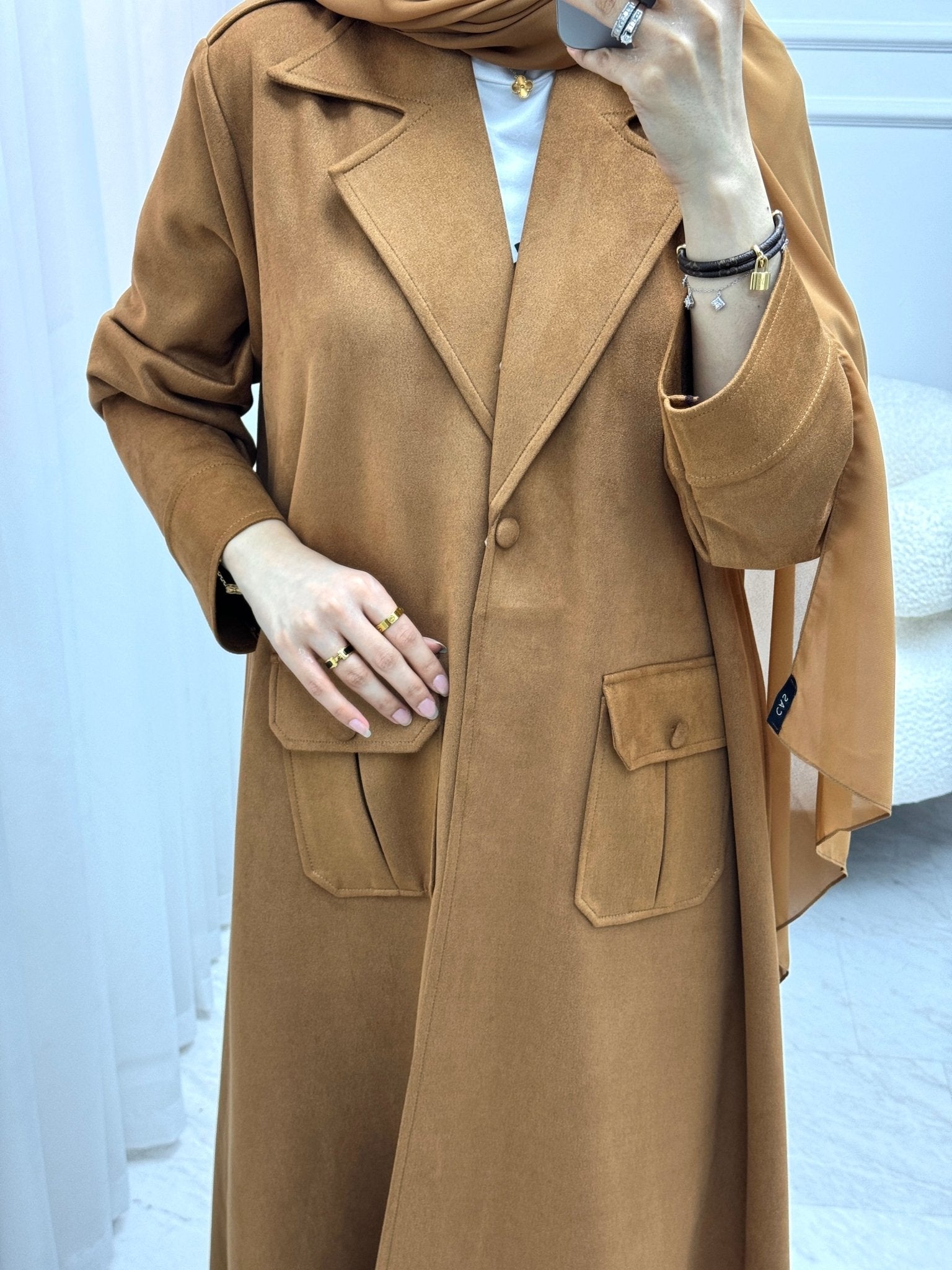 C 1538-01 Copper Coat Abaya | Signature Dubai abaya – CAS Abaya