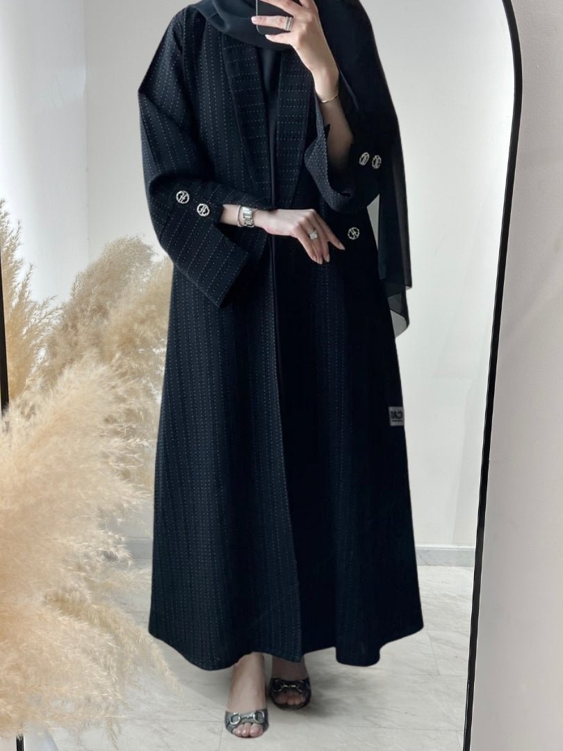 C 1544 Black Work Coat Abaya