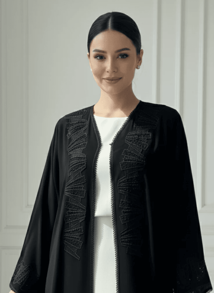 Black Lace Abaya | Luxury Designer Emirati – CAS Abaya