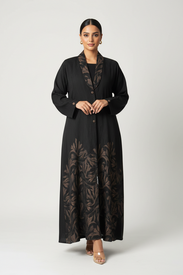 Buy Black Printed Abaya C 1998 | Luxury Abaya Dubai | CAS Abaya