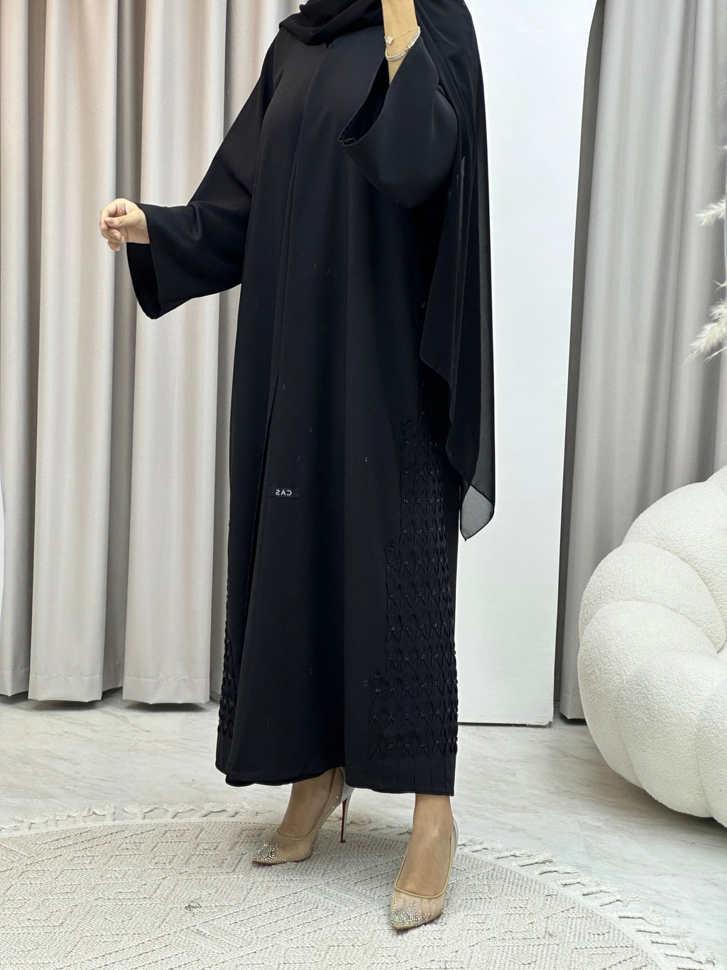 C Black Criss Cross Abaya | Best Dubai abaya – CAS Abaya