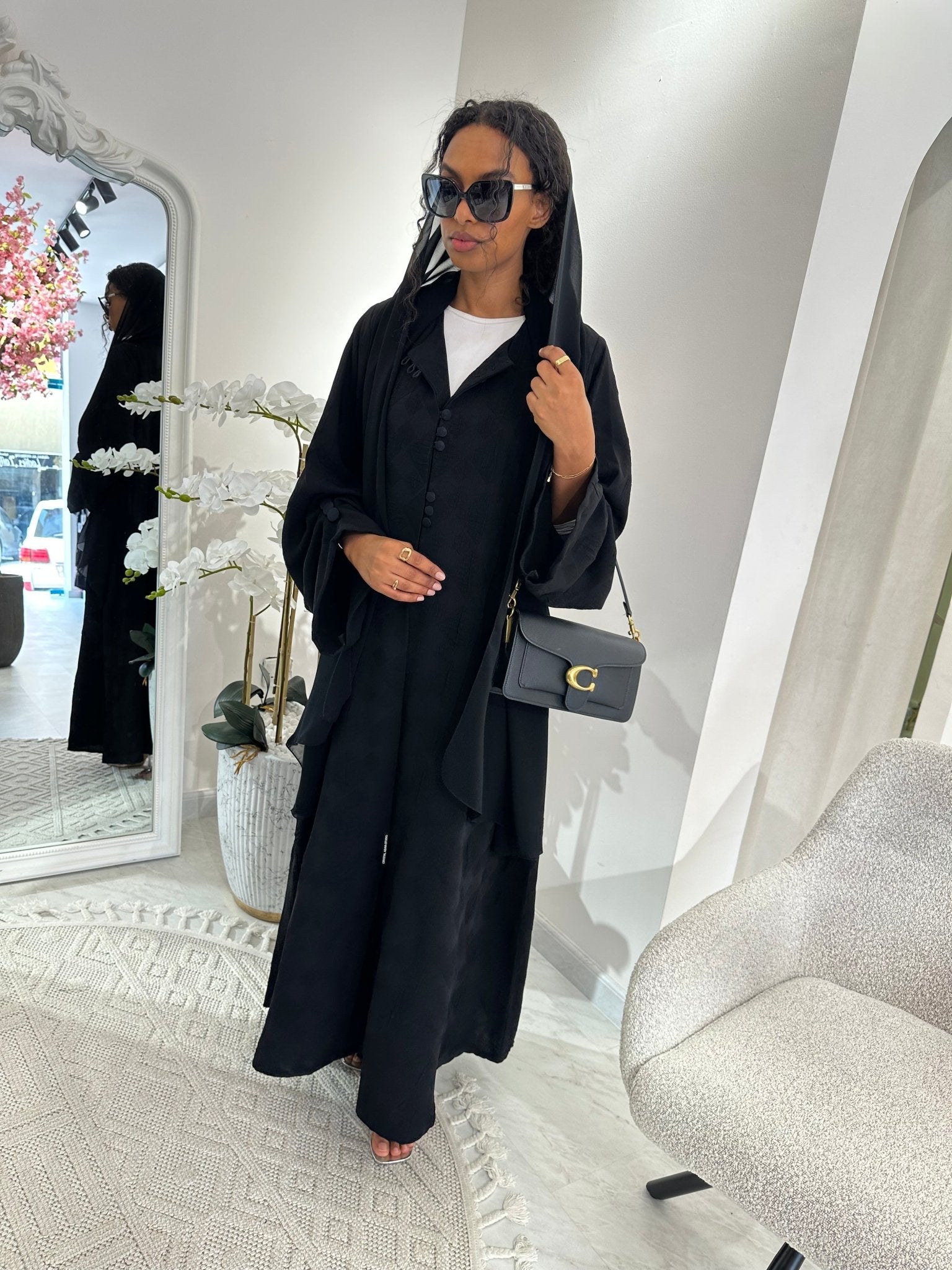 C Black Summer Work Abaya 11 – Crystal Abaya Studio