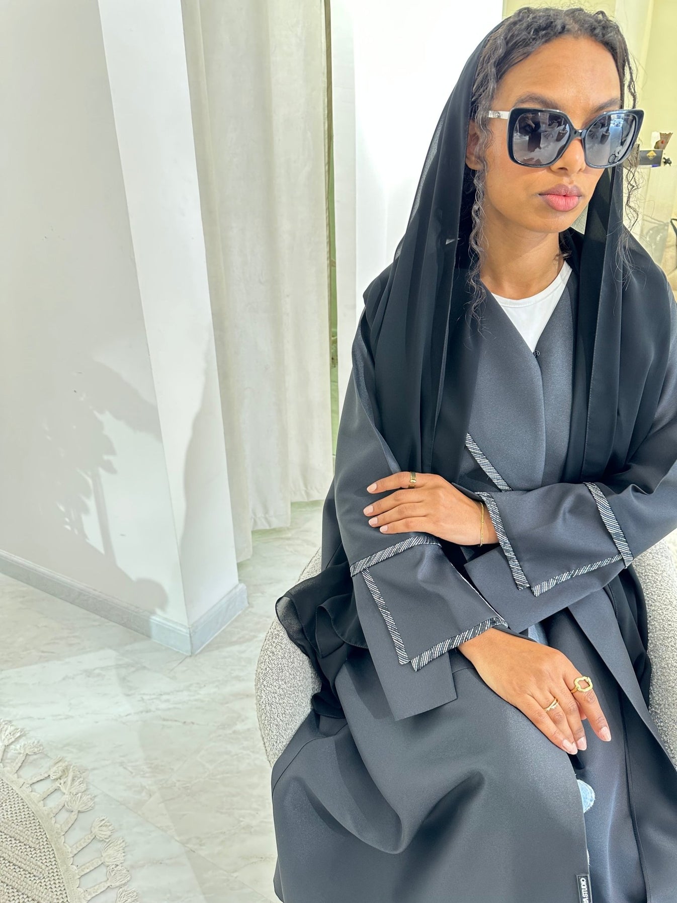 C Black Summer Work Abaya 22 – Crystal Abaya Studio