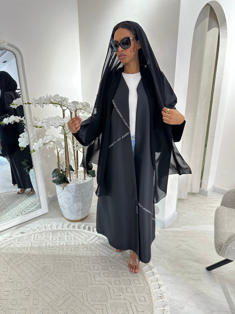 C Black Summer Work Abaya 22 – Crystal Abaya Studio