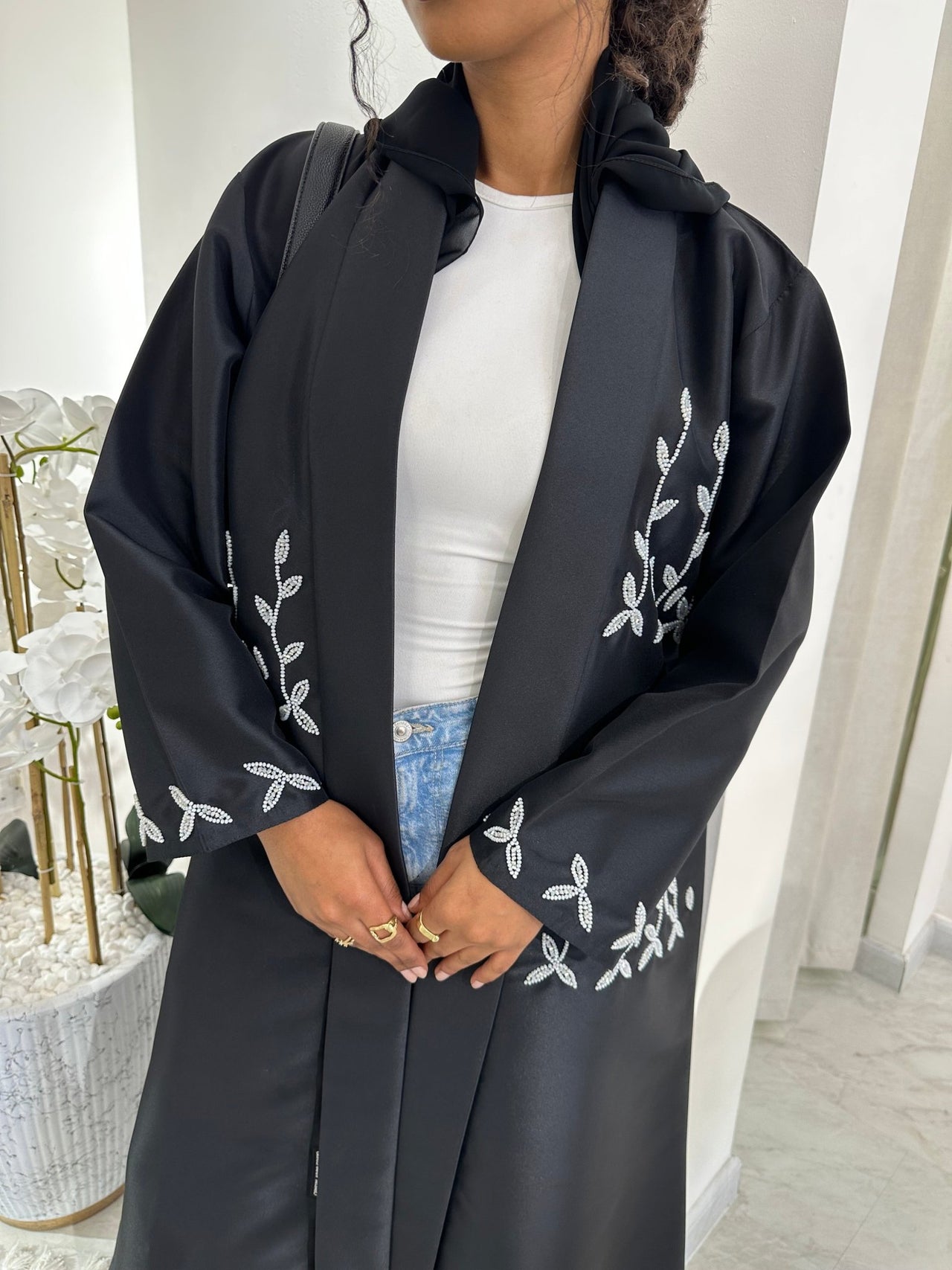 Black Summer Work Abaya 25 | Elegant Dubai Abaya CAS