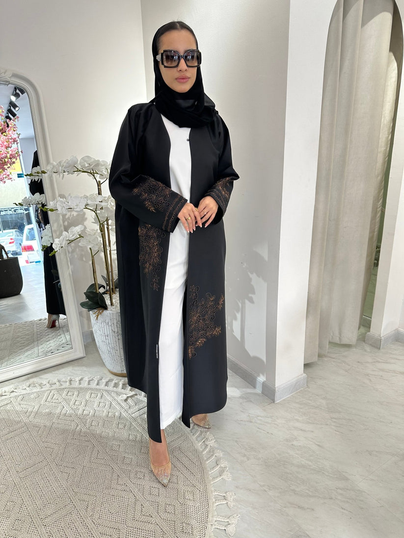 C Black Summer Work Abaya 30 – Crystal Abaya Studio