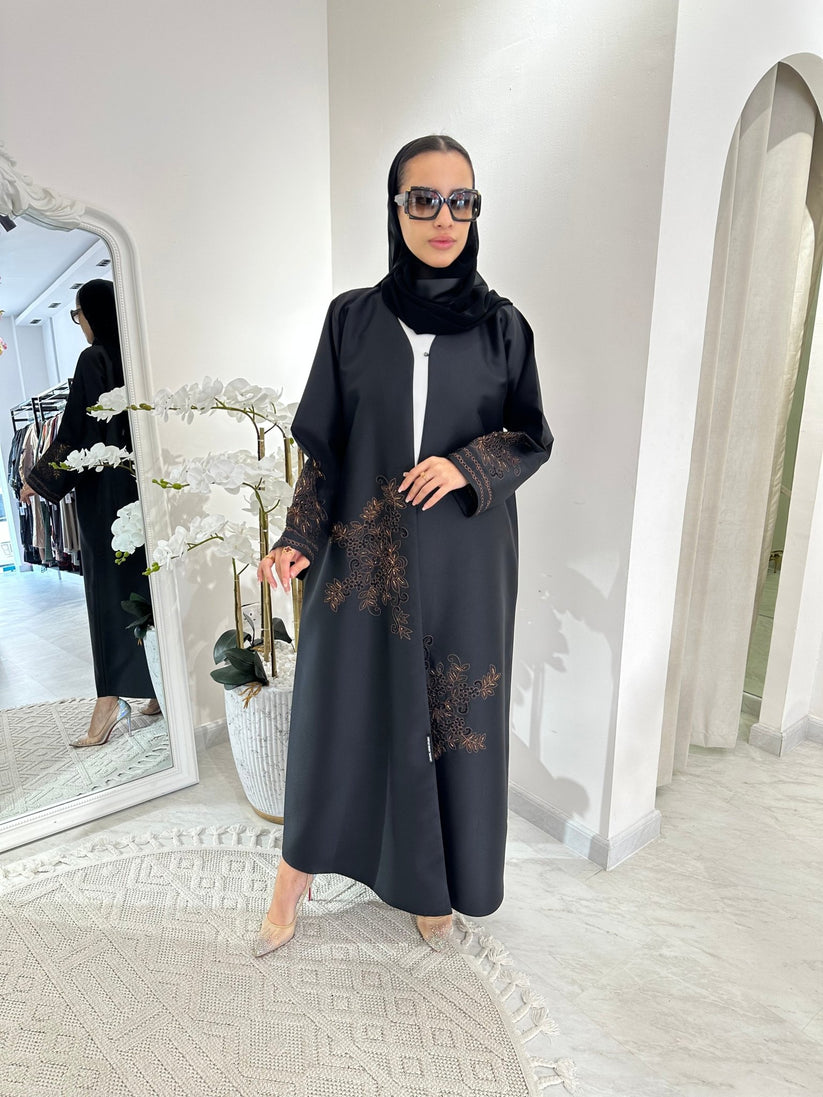 C Black Summer Work Abaya 30 – Crystal Abaya Studio