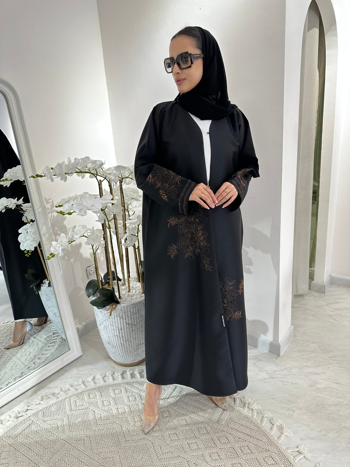 C Black Summer Work Abaya 30 – Crystal Abaya Studio