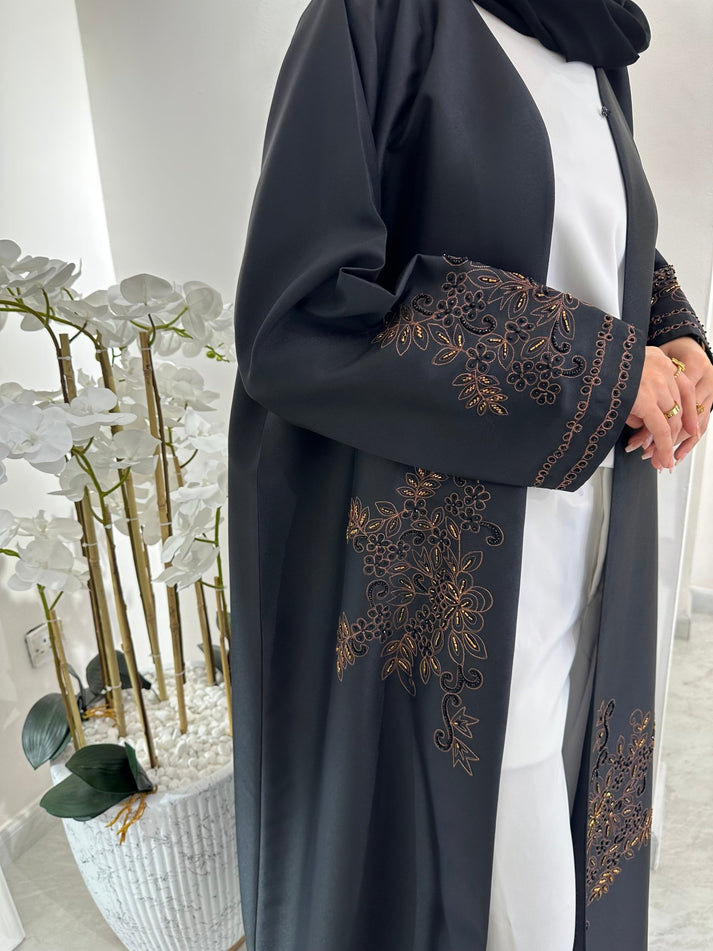 C Black Summer Work Abaya 30 – Crystal Abaya Studio
