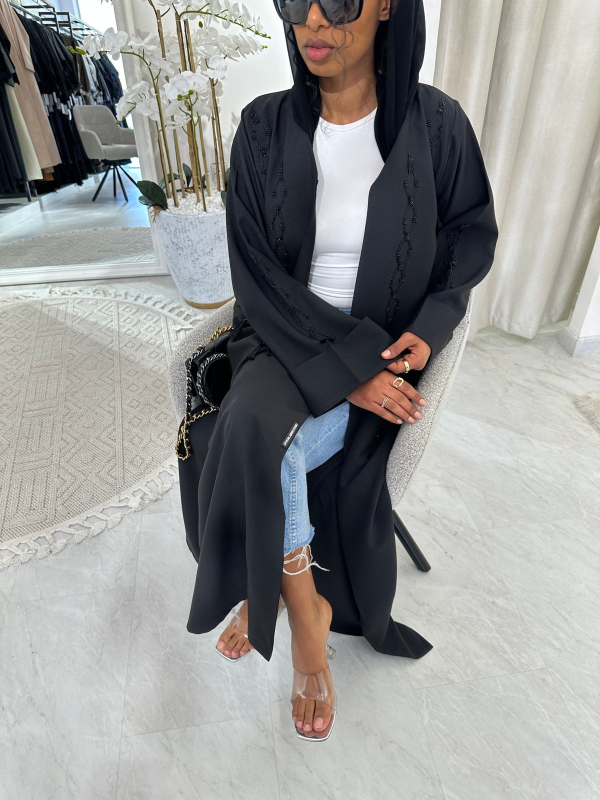 C Black Summer Work Abaya 32 – Crystal Abaya Studio