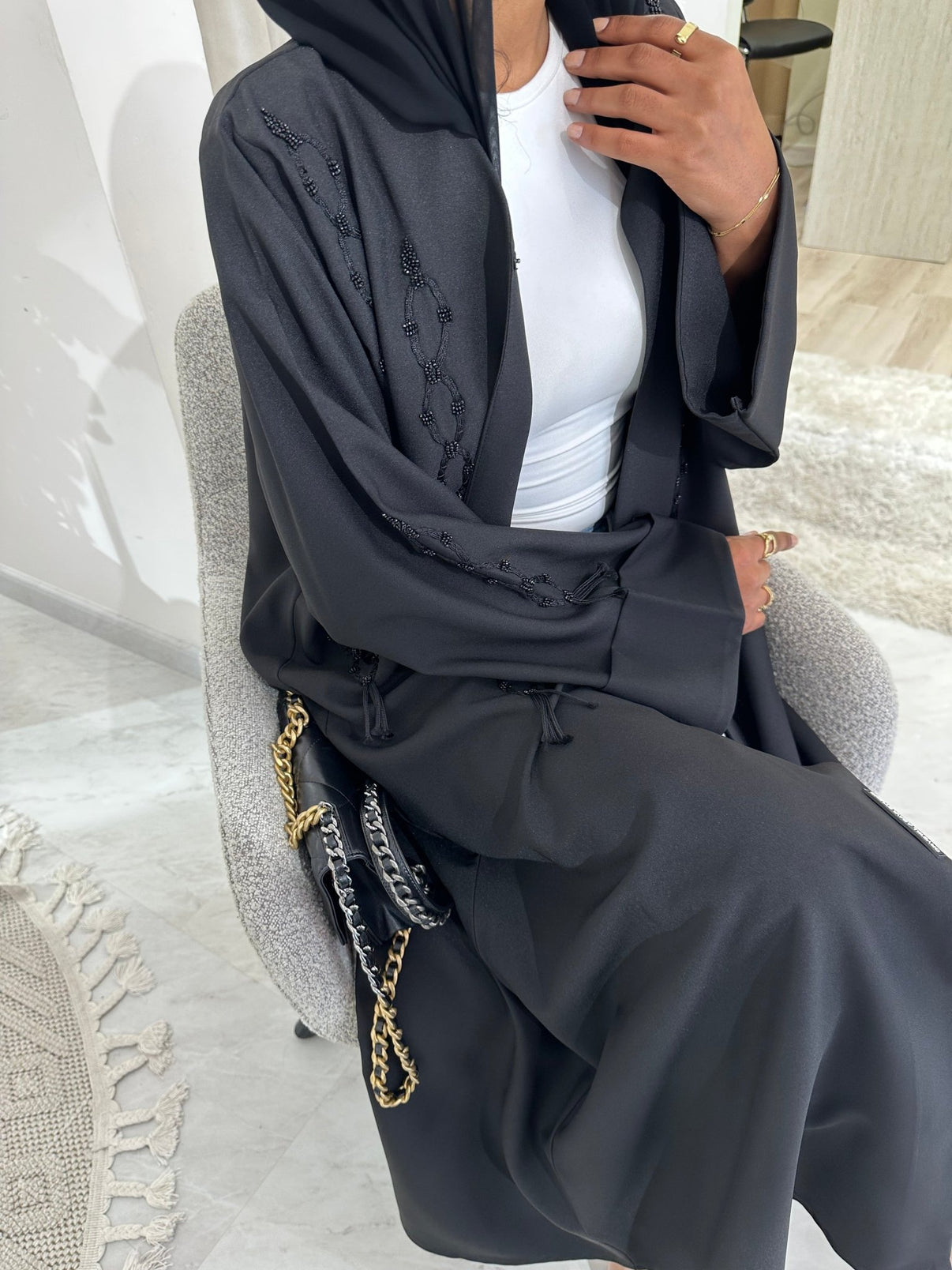 C Black Summer Work Abaya 32 – Crystal Abaya Studio