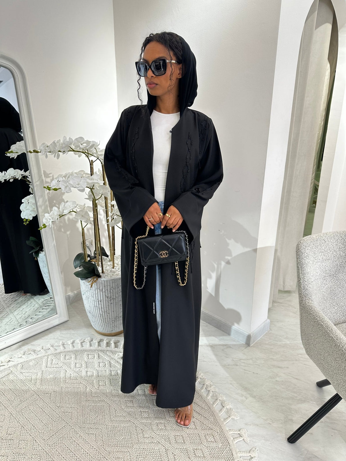 C Black Summer Work Abaya 32 – Crystal Abaya Studio