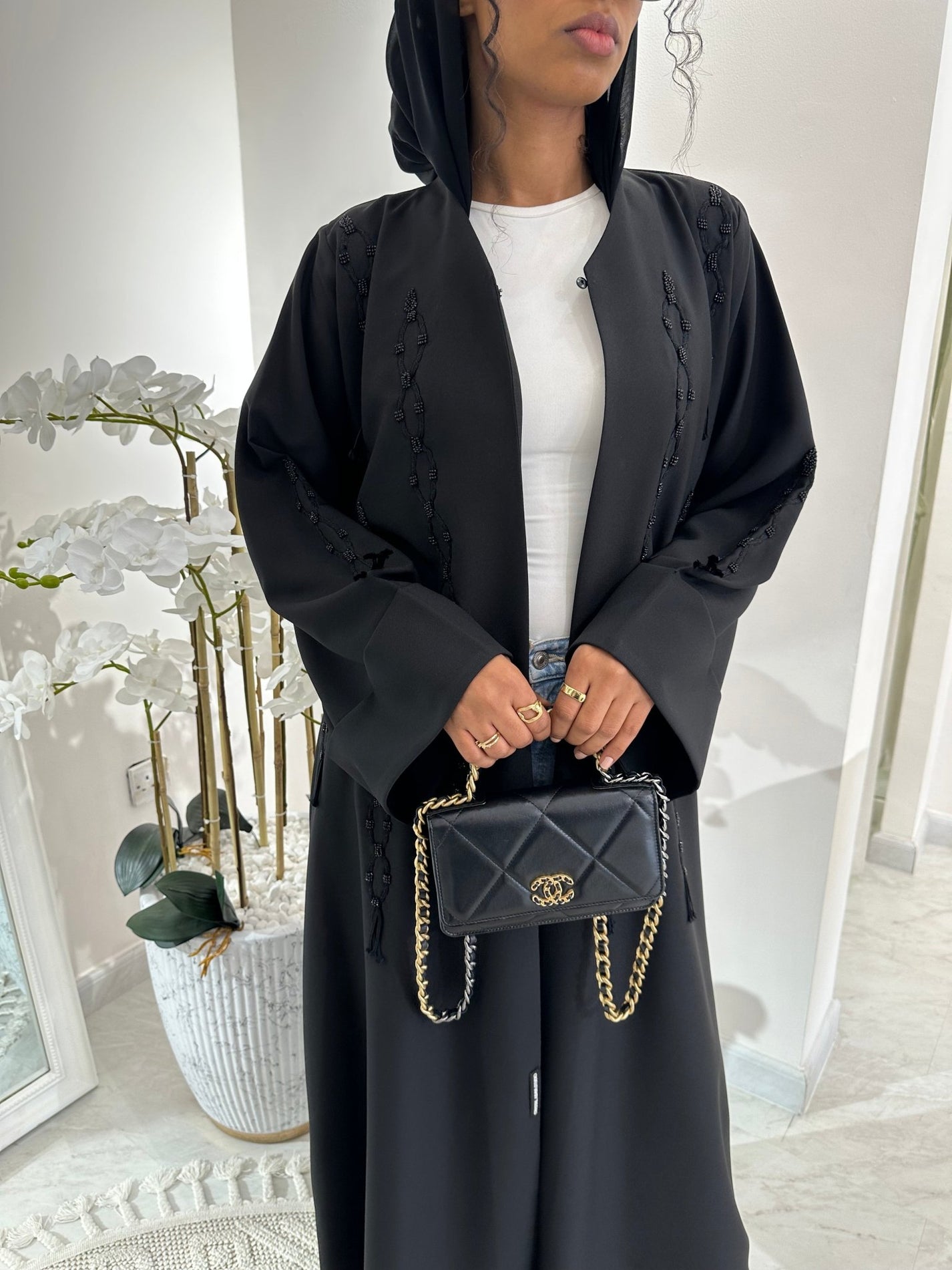 C Black Summer Work Abaya 32 – Crystal Abaya Studio