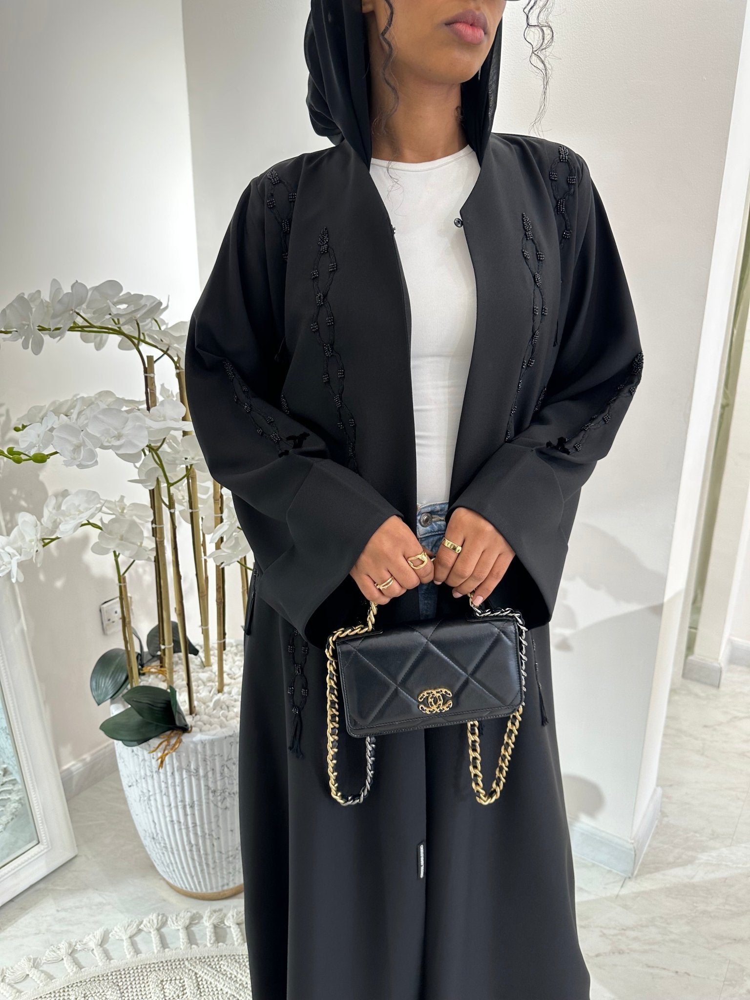 C Black Summer Work Abaya 32 – Crystal Abaya Studio