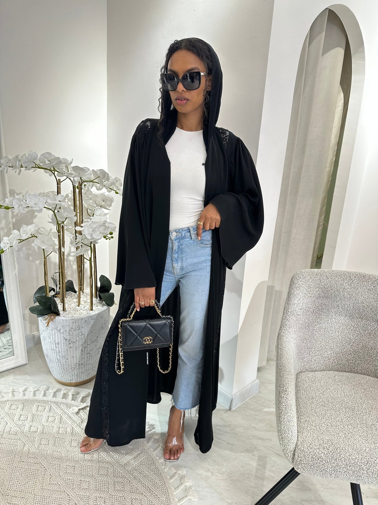 Black Summer Work Abaya 34 | Elegant Dubai Abaya CAS – CAS Abaya
