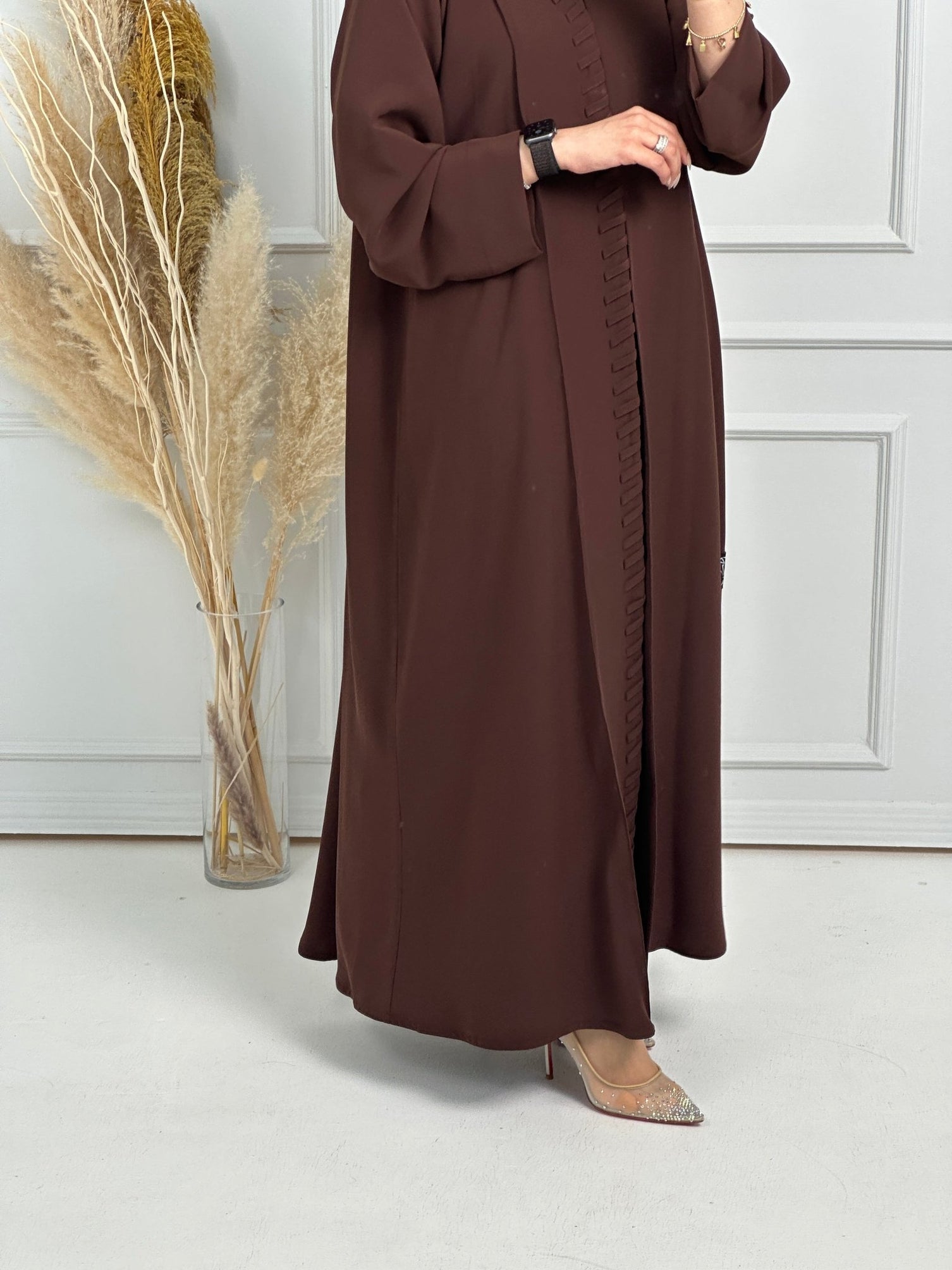 C-Brown-Crepe-Summer-Abaya | CAS ABaya – CAS Abaya
