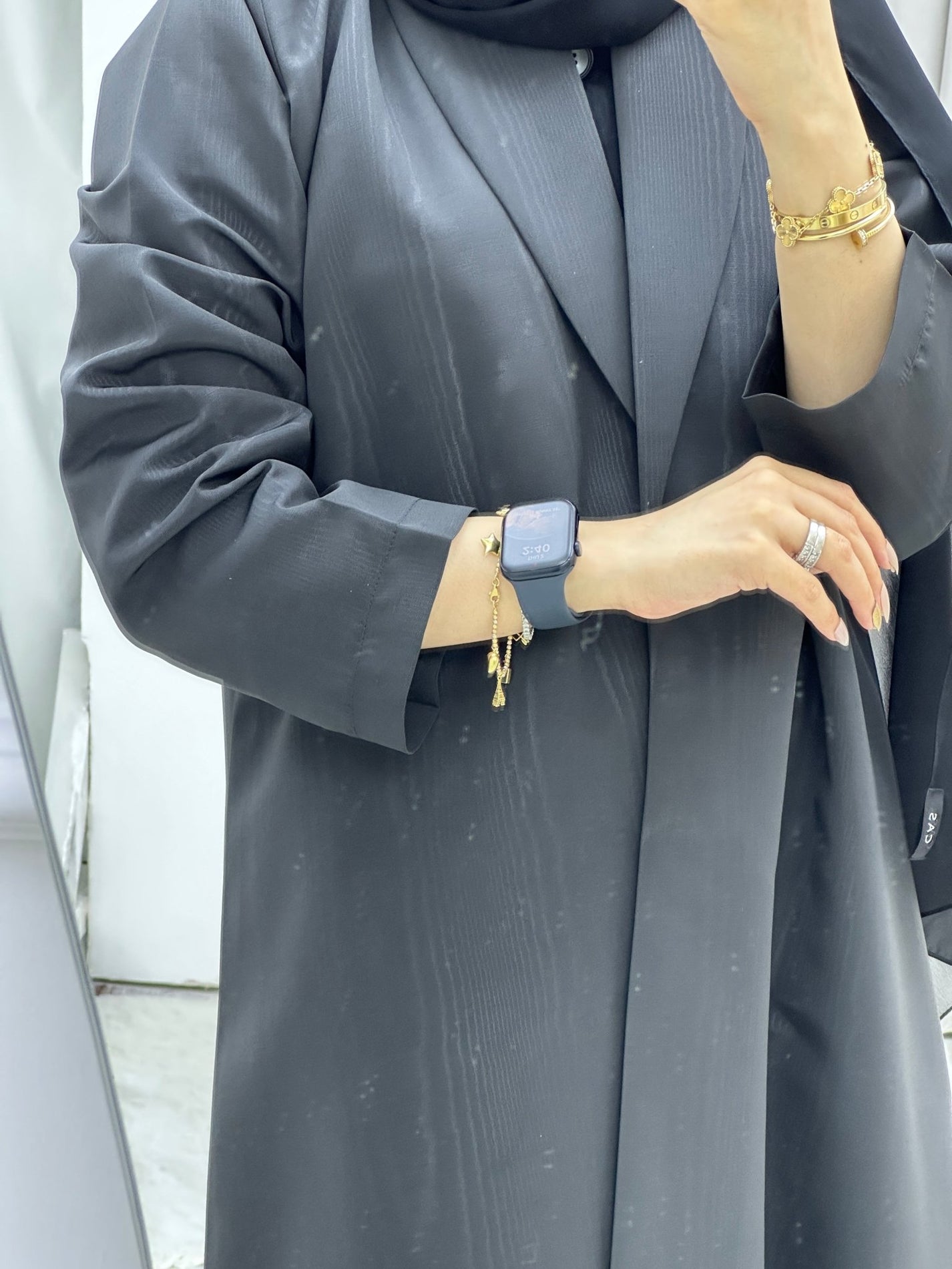 C Premium Jacquard Black Winter Coat Abaya – Crystal Abaya Studio