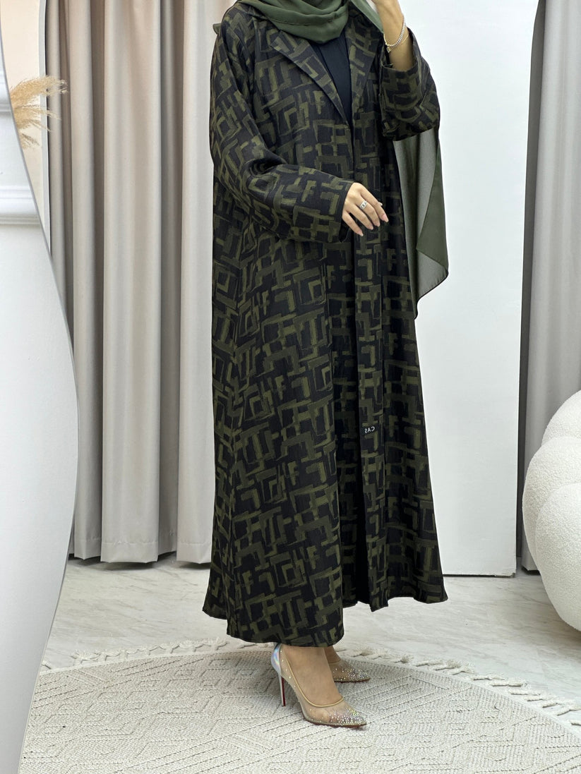 C Square Winter Green Coat Abaya – Crystal Abaya Studio