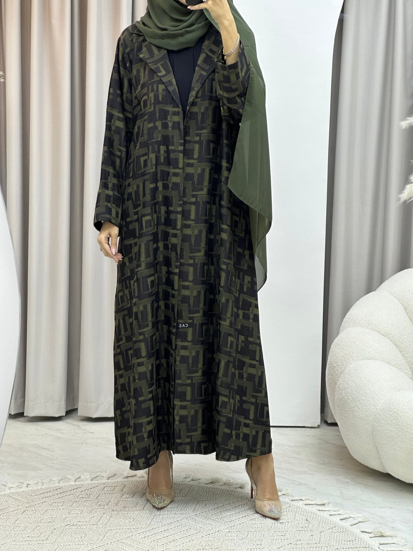 C Square Winter Green Coat Abaya – Crystal Abaya Studio