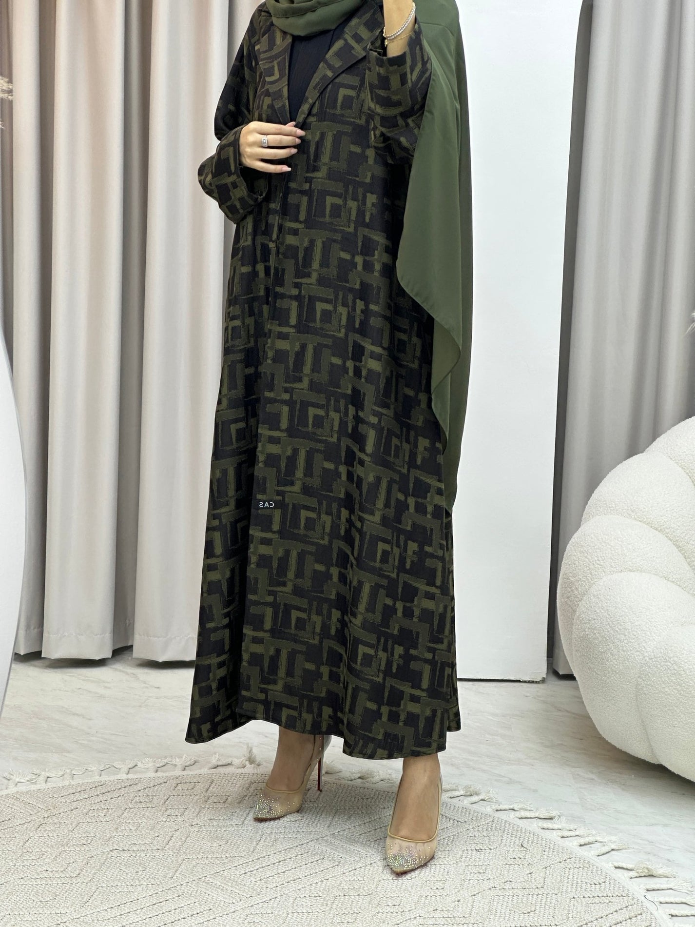 C Square Winter Green Coat Abaya – Crystal Abaya Studio