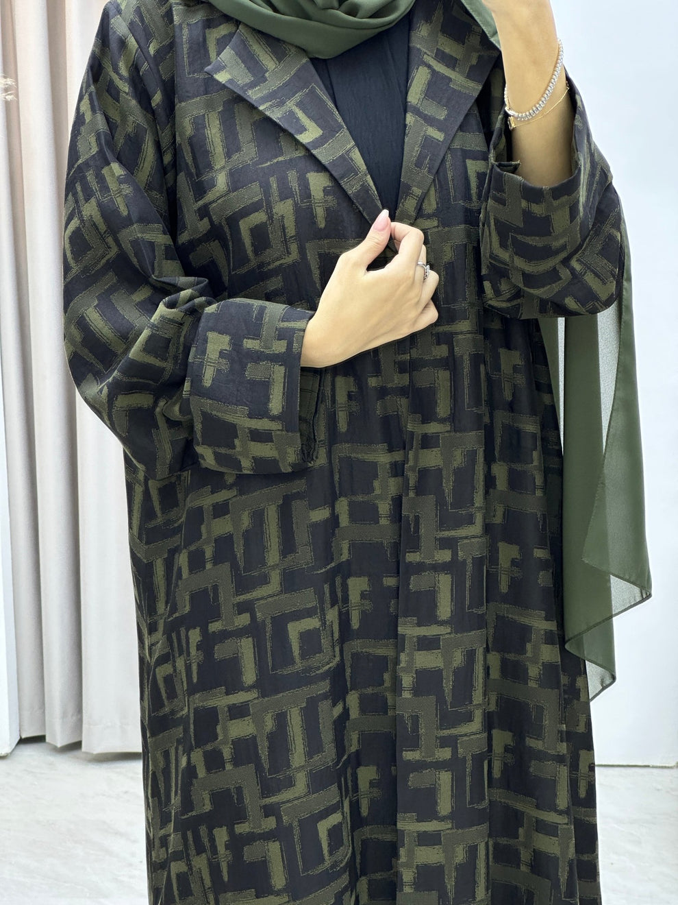 C Square Winter Green Coat Abaya – Crystal Abaya Studio