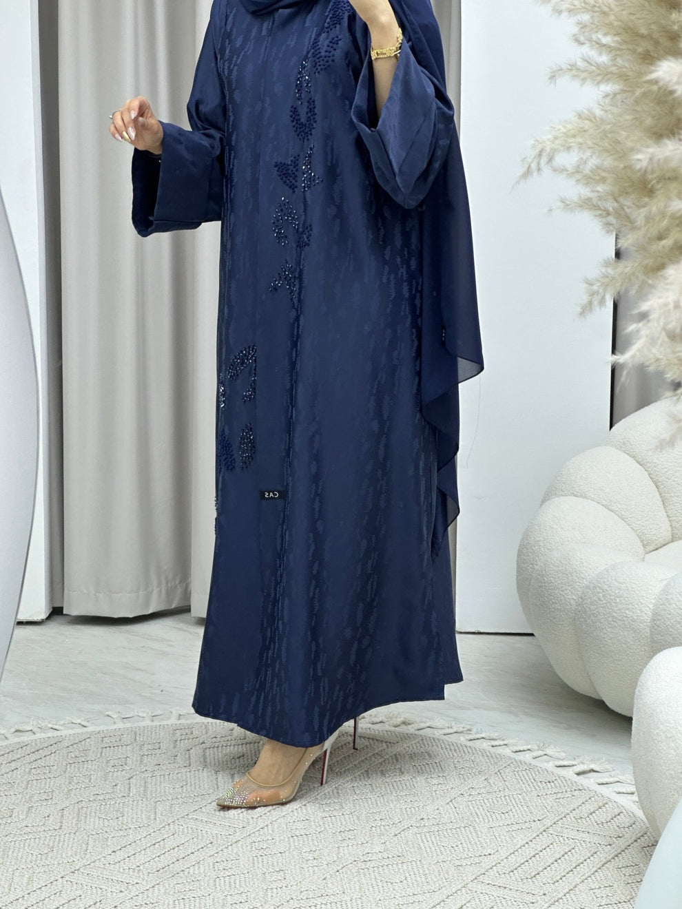 C Turkish Cupro Evening Blue Abaya – Crystal Abaya Studio