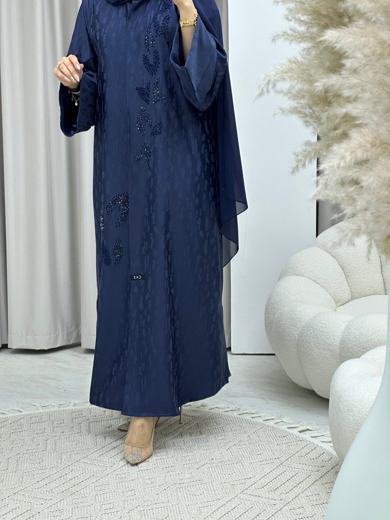 C Turkish Cupro Evening Blue Abaya – Crystal Abaya Studio