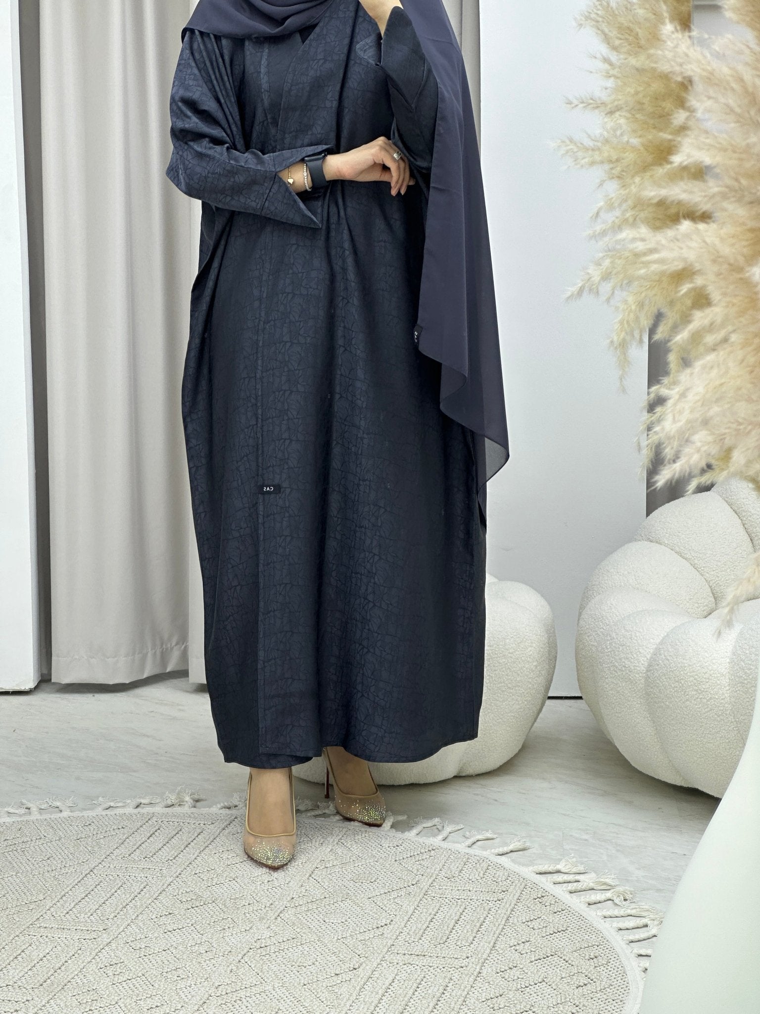 C Web Navy Blue Bisht Abaya | CAS Abaya