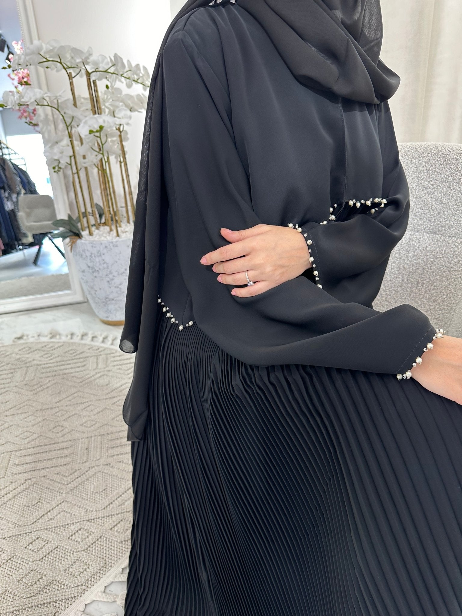 C1001 Black Summer Eid Abaya 14 – Crystal Abaya Studio