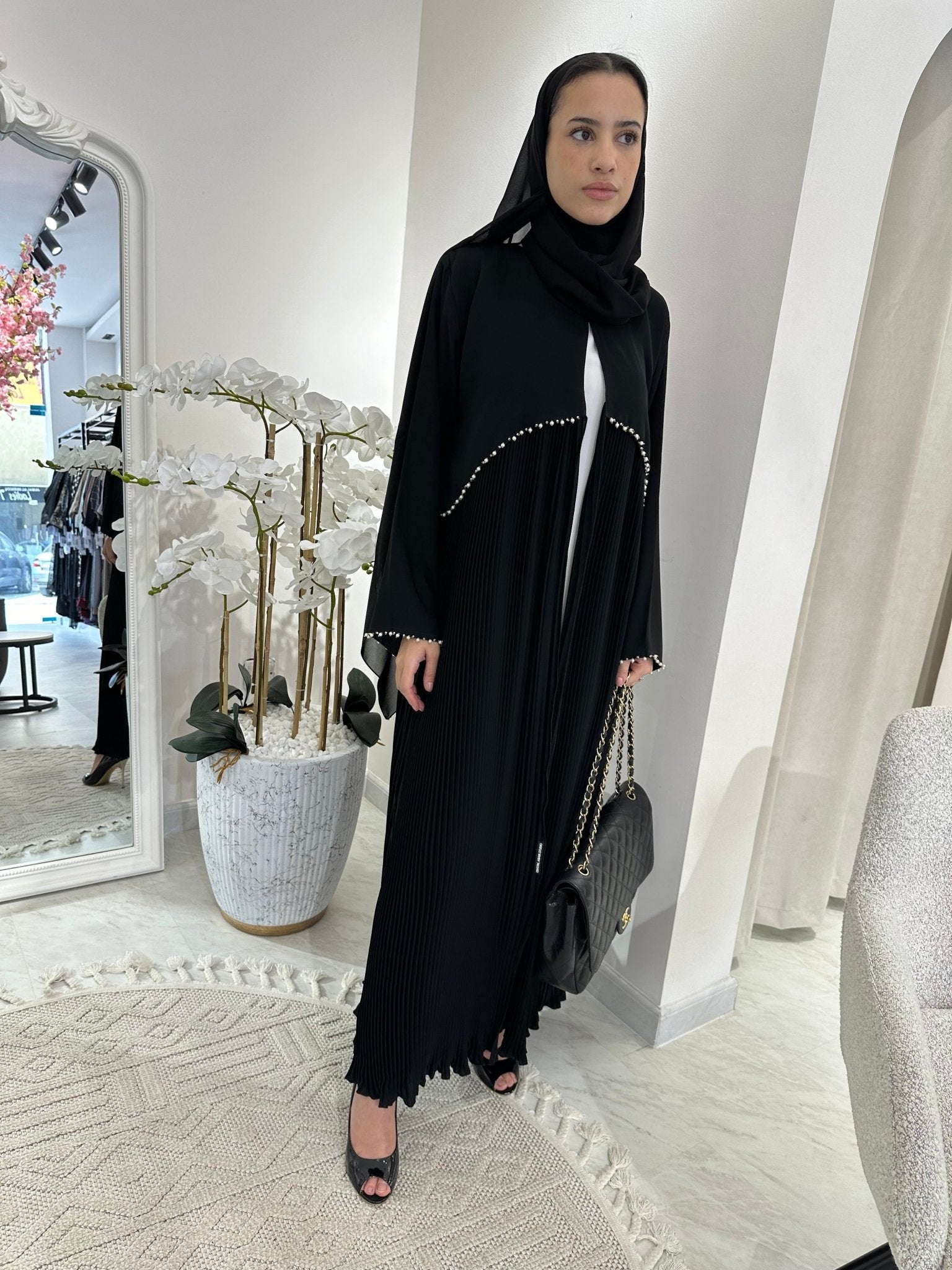 C1001 Black Summer Eid Abaya 14 – Crystal Abaya Studio